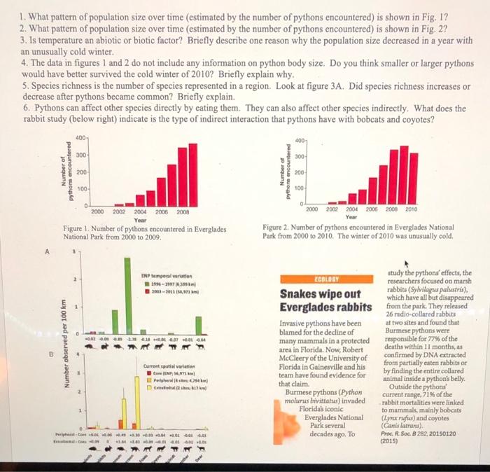 1. What pattern of population size over time | Chegg.com
