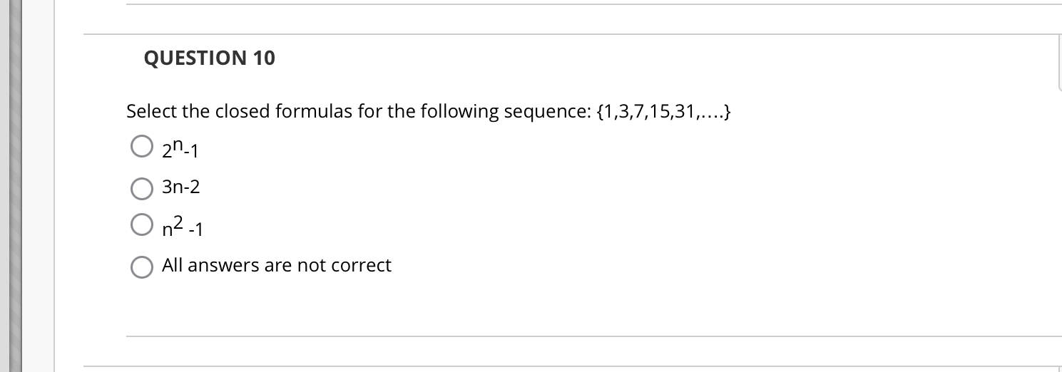 Solved QUESTION 10Select the closed formulas for the | Chegg.com