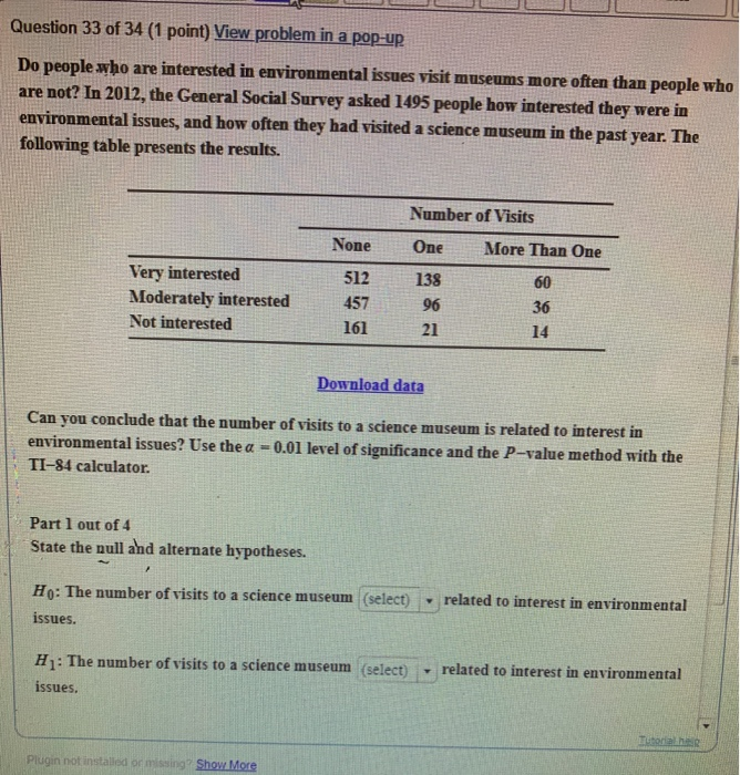 Solved Question 33 of 34 (1 point) View problem in a pop-up | Chegg.com