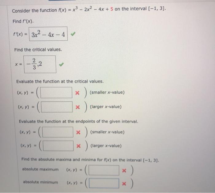 Solved Consider the function f(x) = x3 - 2x2 - 4x + 5 on the | Chegg.com