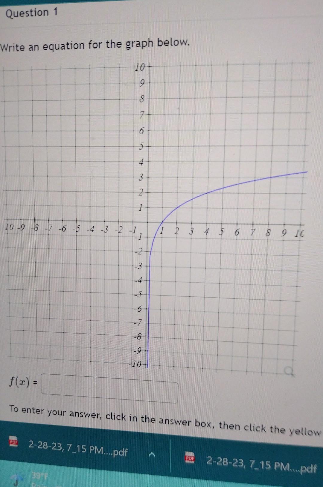 Solved Write an equation for the graph below. To enter your | Chegg.com