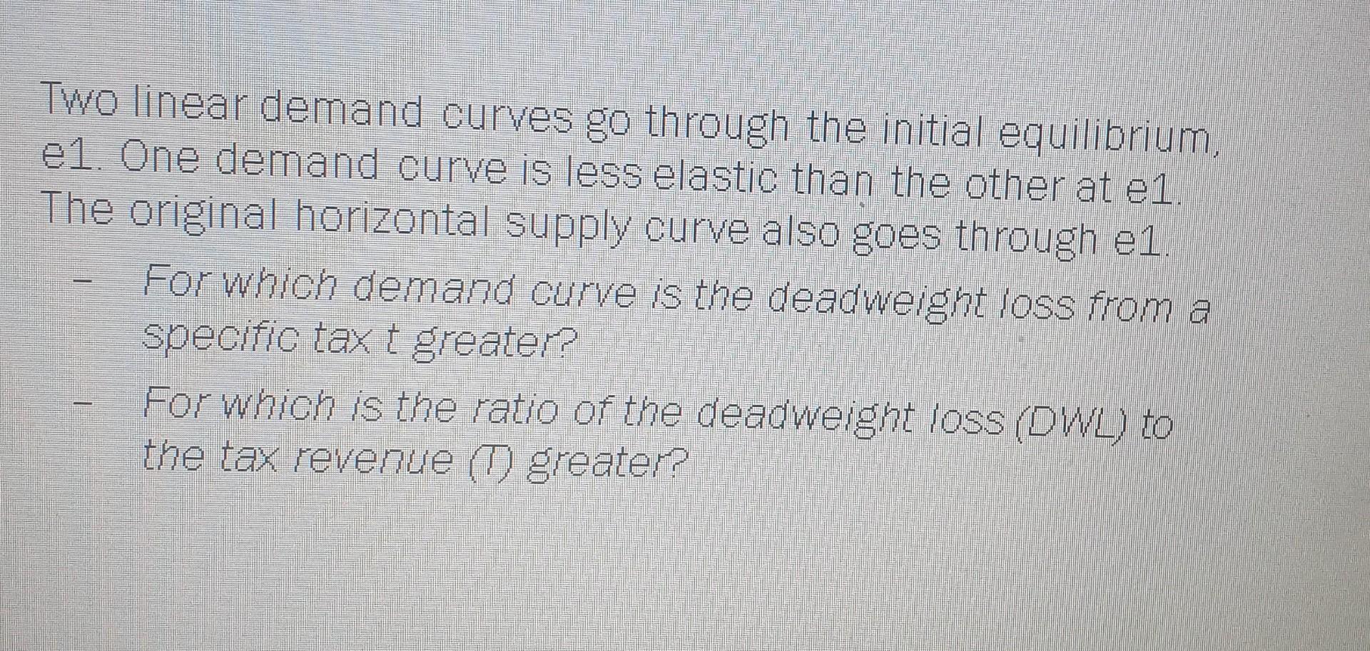 Solved Two linear demand curves go through the initial | Chegg.com
