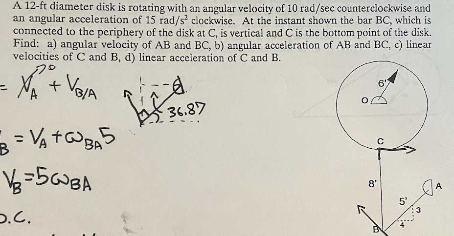 Solved A 12-ft diameter disk is rotating with an angular | Chegg.com