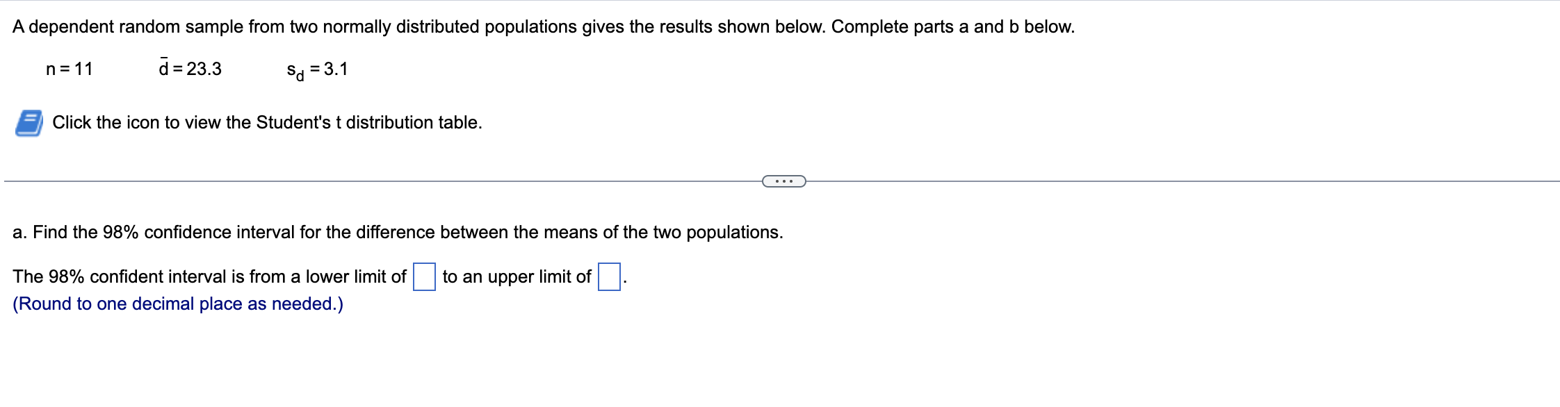 Solved A dependent random sample from two normally | Chegg.com
