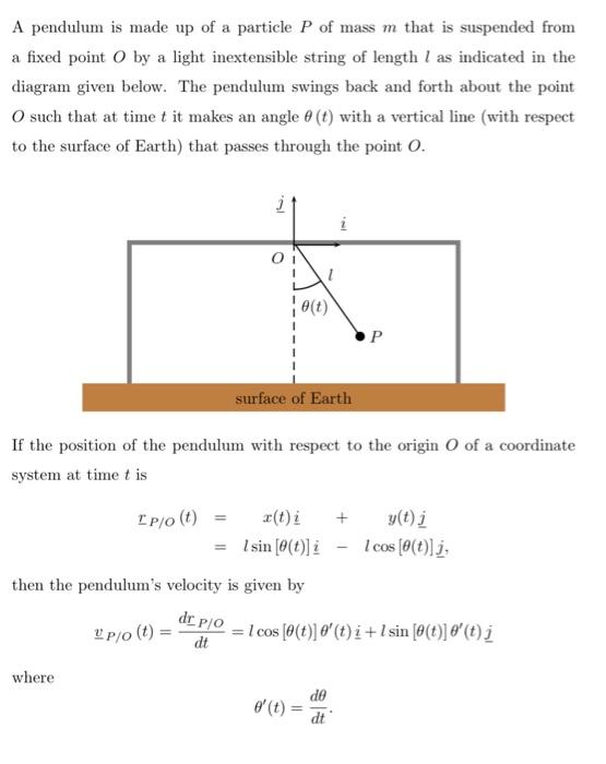 Solved A pendulum is made up of a particle P of mass m that | Chegg.com