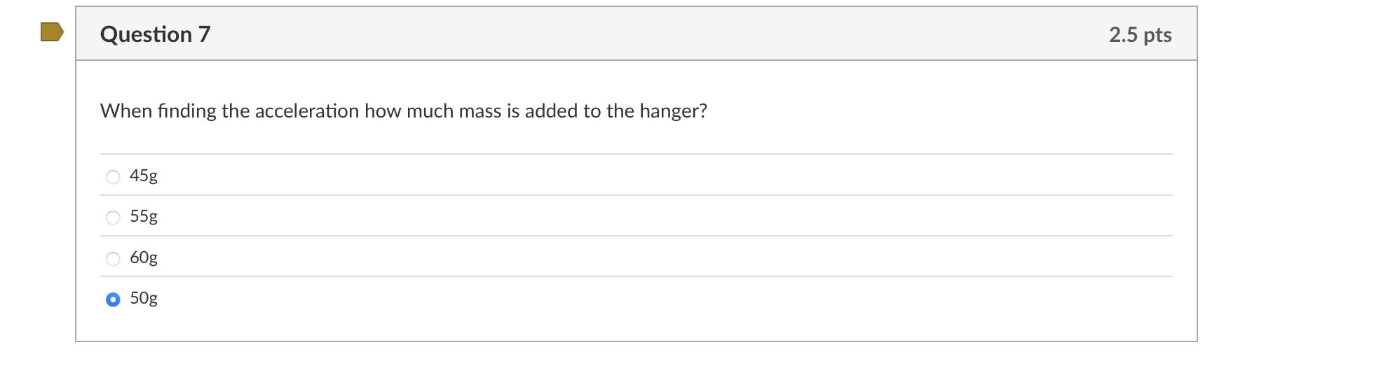 Solved Question 72.5 ﻿ptsWhen finding the acceleration how | Chegg.com