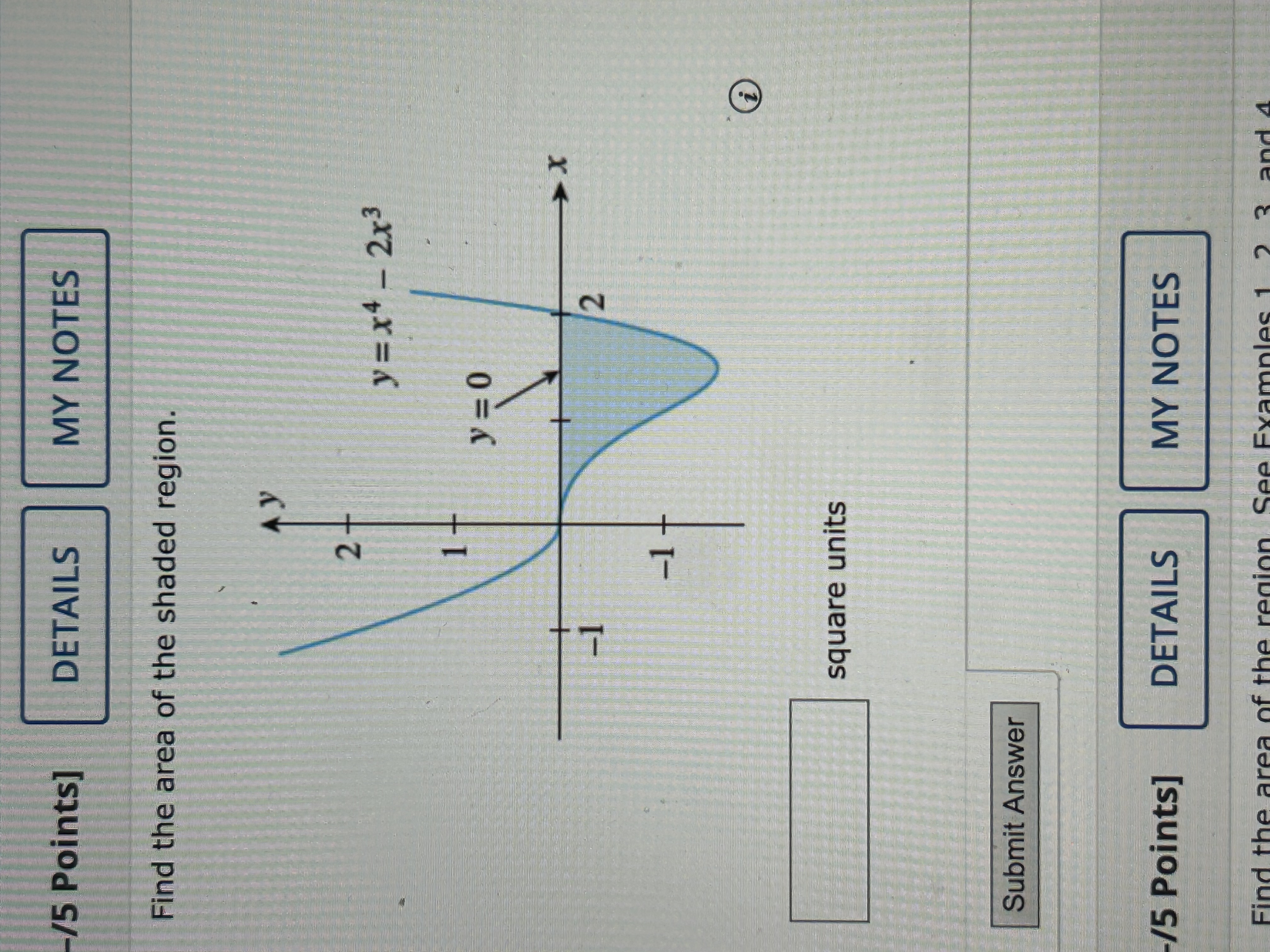 Solved -/5 ﻿Points]Find the area of the shaded region.square | Chegg.com