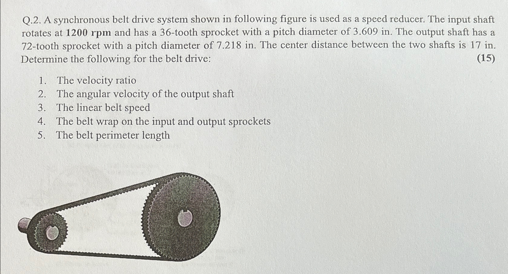 Solved Q.2. ﻿A synchronous belt drive system shown in | Chegg.com