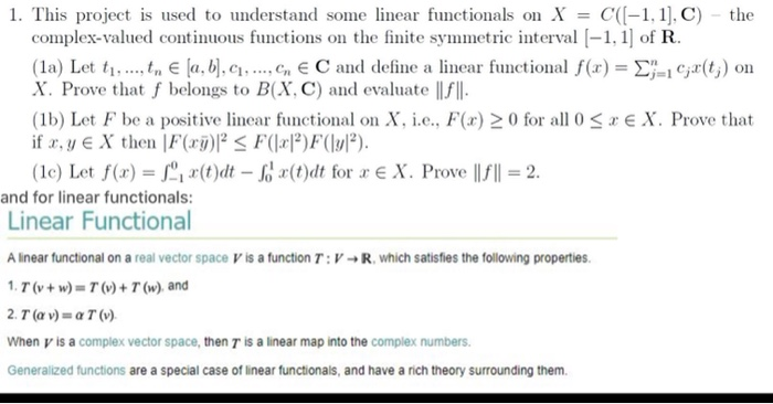 Solved 1. This project is used to understand some linear | Chegg.com