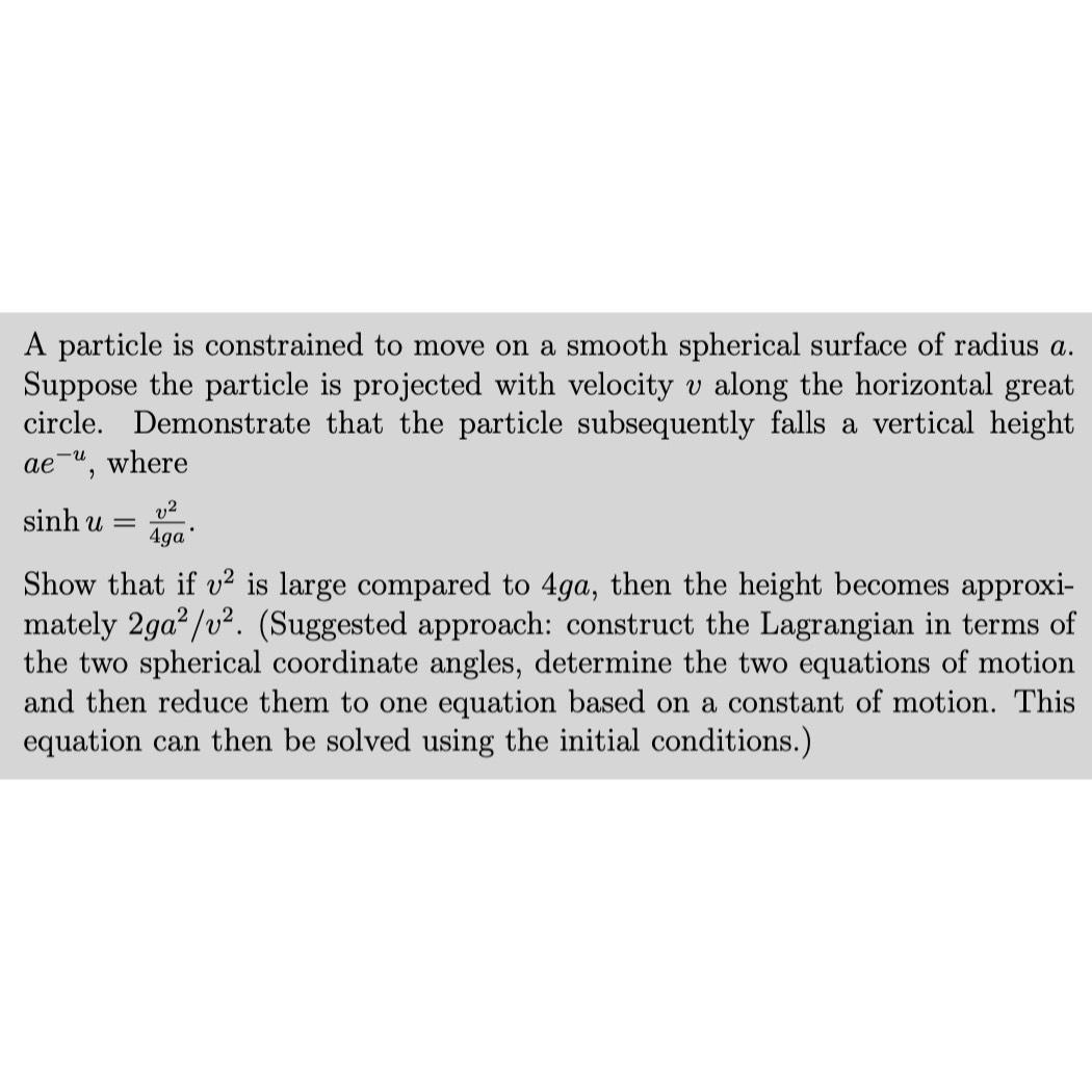 Solved A particle is constrained to move on a smooth | Chegg.com