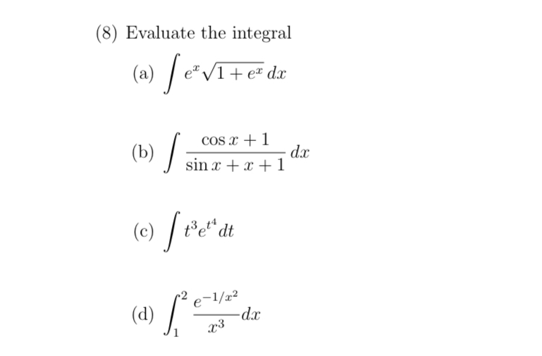 Solved (8) ﻿Evaluate the | Chegg.com
