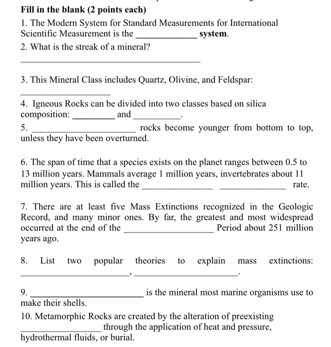Solved Fill in the blank (2 points each) 1. The Modern | Chegg.com