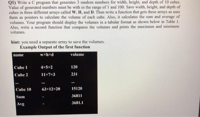 Solved Q1) Write a C program that generates 3 random numbers | Chegg.com