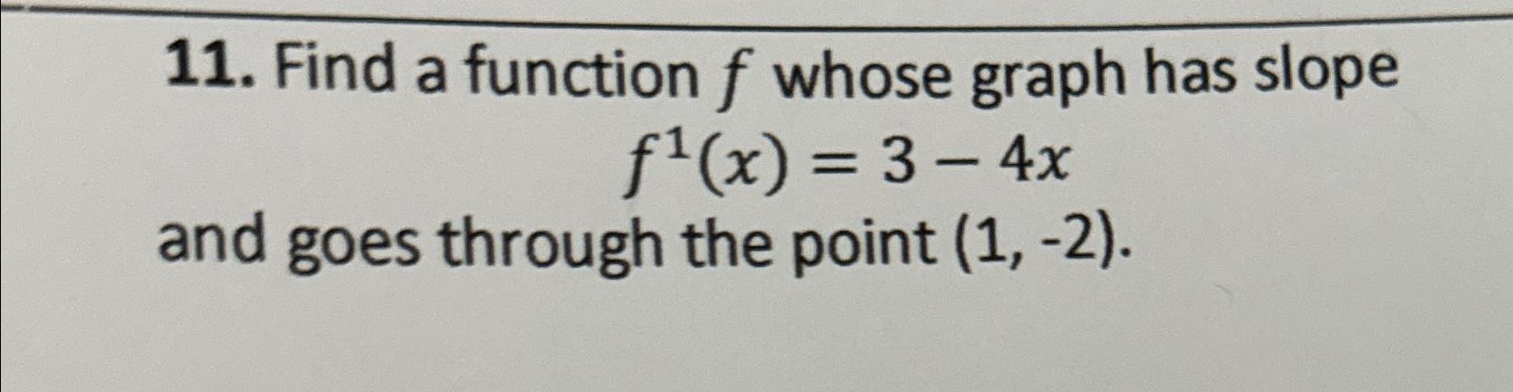 Solved Find a function f ﻿whose graph has slopef1(x)=3-4xand | Chegg.com