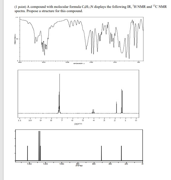 Solved (1 ﻿point) ﻿A compound with molecular formula C8H11N | Chegg.com