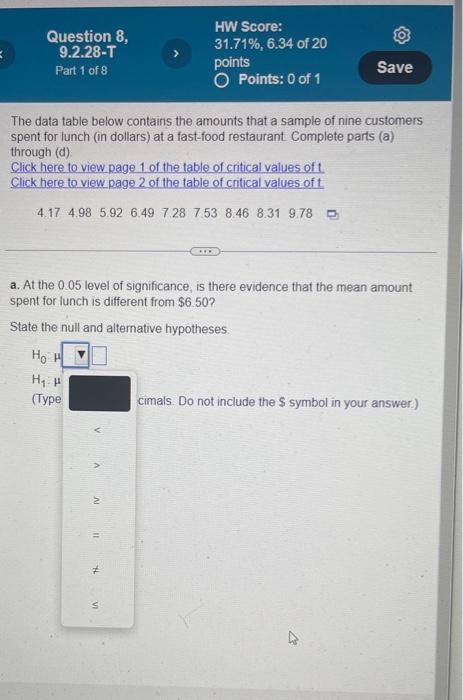 Solved The data table below contains the amounts that a | Chegg.com