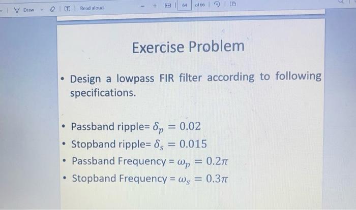 - Design a lowpass FIR filter according to following | Chegg.com