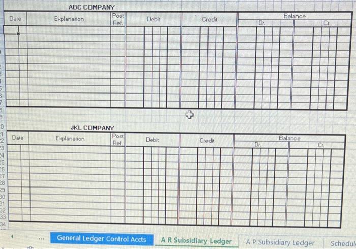 ABC COMPANY JKL COMPANY 4 . General Ledger Control | Chegg.com