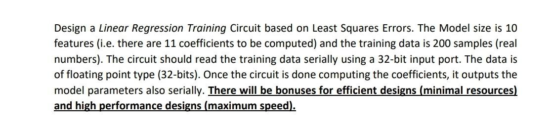Solved Design a Linear Regression Training Circuit based on | Chegg.com