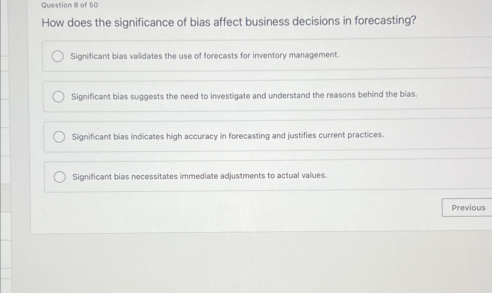Solved Question 8 ﻿of 50How does the significance of bias | Chegg.com