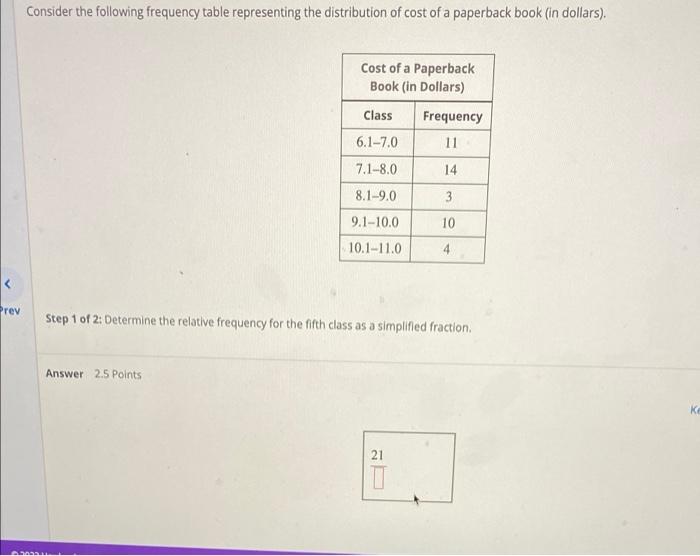 Solved Consider the following frequency table representing | Chegg.com