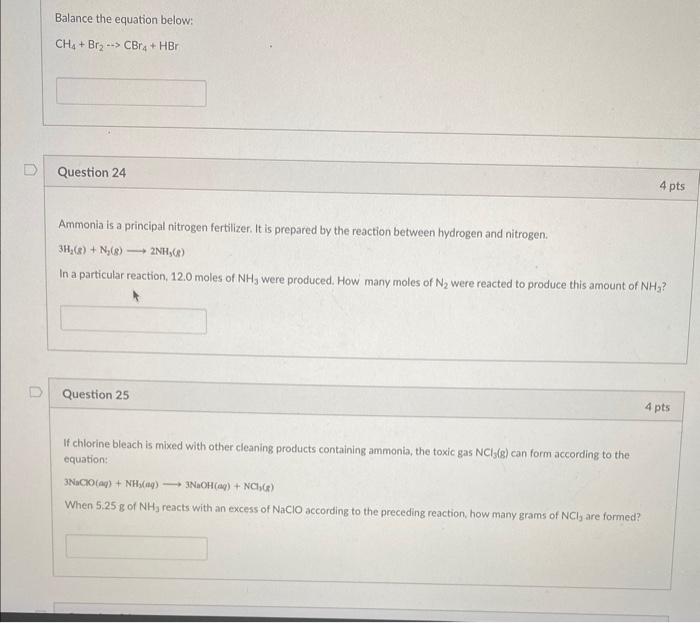 Solved Balance the equation below: CH4+Br2⋯CBr4+HBr Question | Chegg.com