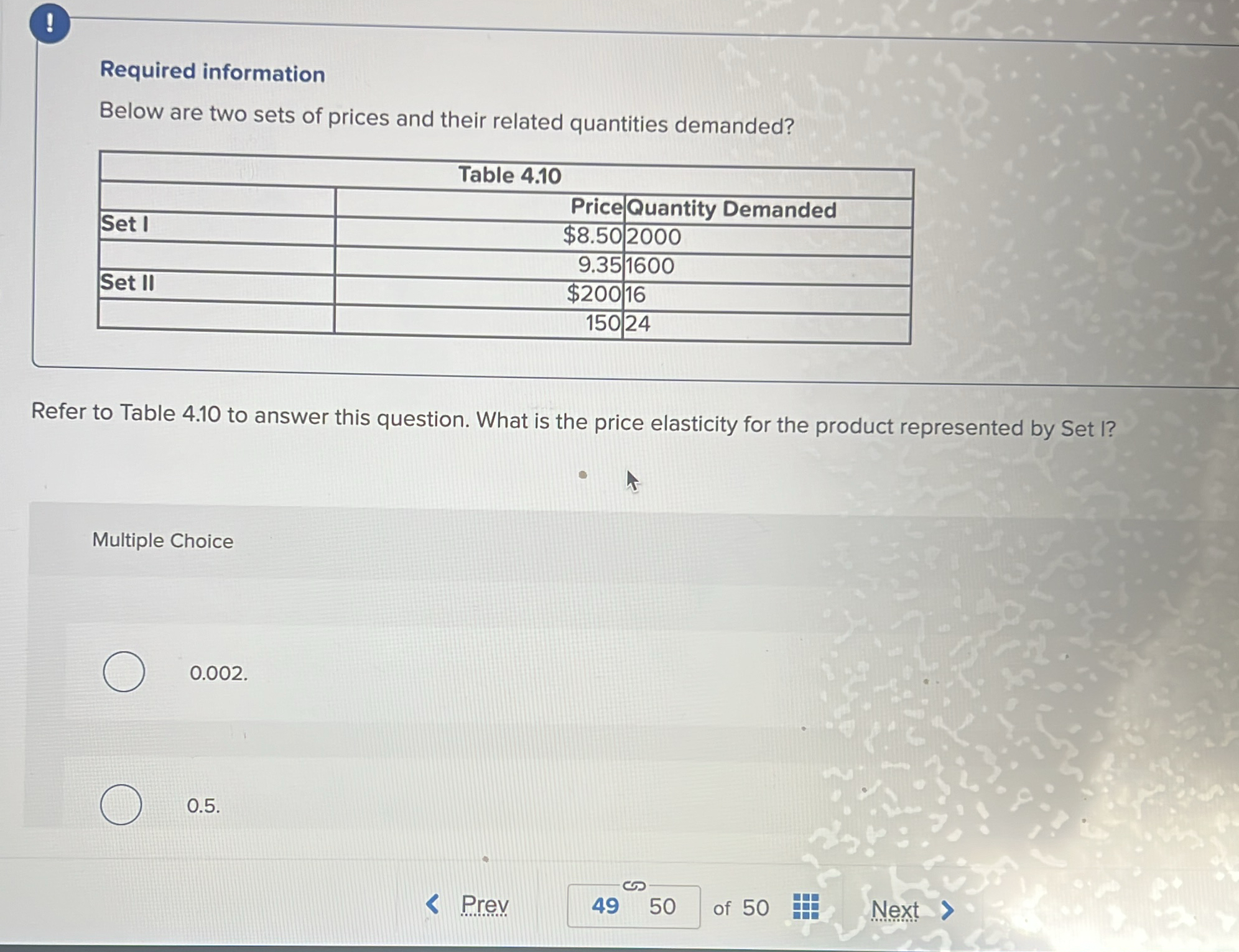 Solved !Required informationBelow are two sets of prices and | Chegg.com