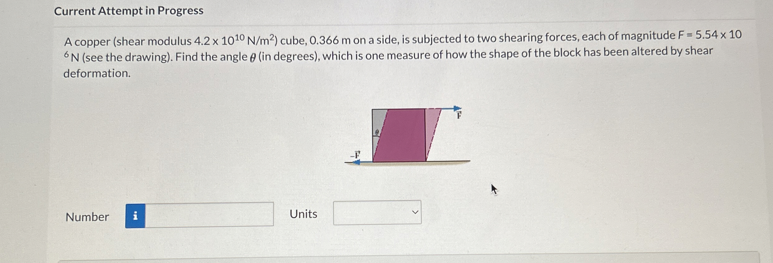 Solved Current Attempt in ProgressA copper (shear modulus | Chegg.com
