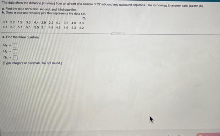 Solved The data show the distance in mles) from an airport | Chegg.com