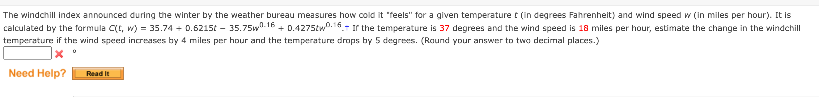 Solved The windchill index announced during the winter by | Chegg.com