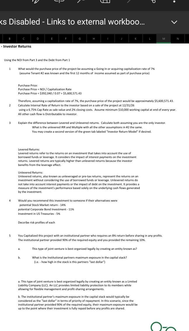 Solved Links Disabled - Links to external workboo... | Chegg.com