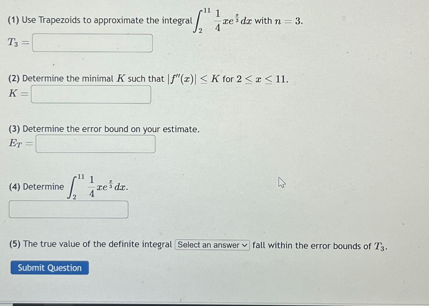 (1) ﻿Use Trapezoids to approximate the integral | Chegg.com
