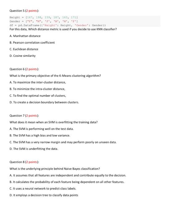 Solved Question 4 (10 points): Write Python code to | Chegg.com