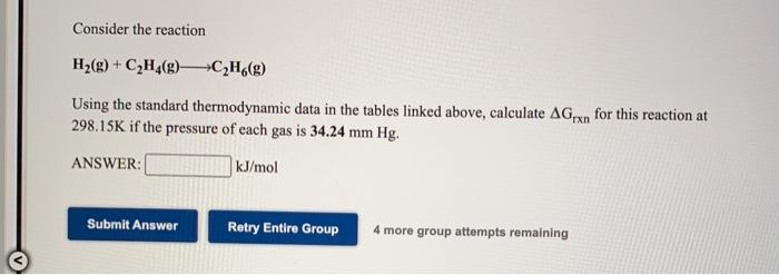 Solved Consider the reaction H2(g) + C2H2(g)—*CH () Using | Chegg.com