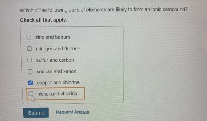 Solved Which of the following pairs of elements are likely | Chegg.com