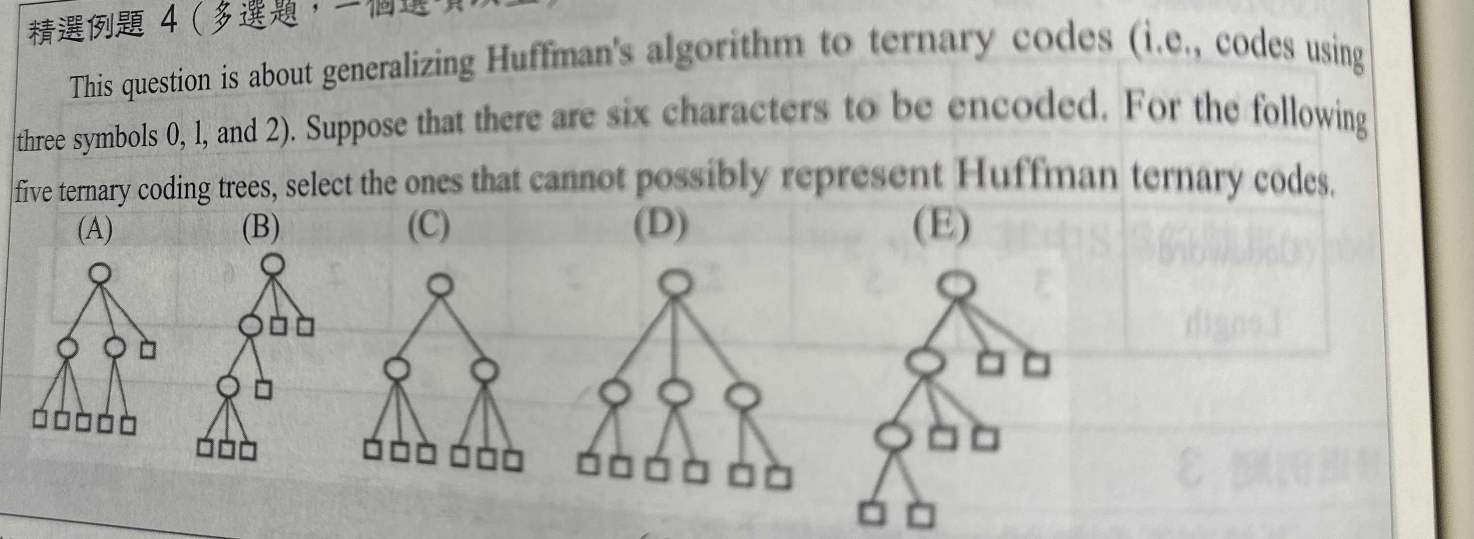 Solved 精選例題 4This question is about generalizing Huffman's | Chegg.com