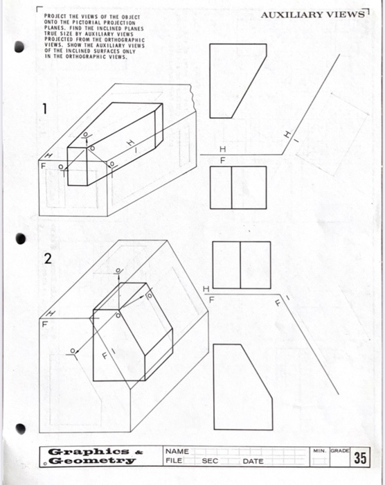 Solved AUXILIARY VIEWS PROJECT THE VIEWS OF THE OBJECT ONTO | Chegg.com