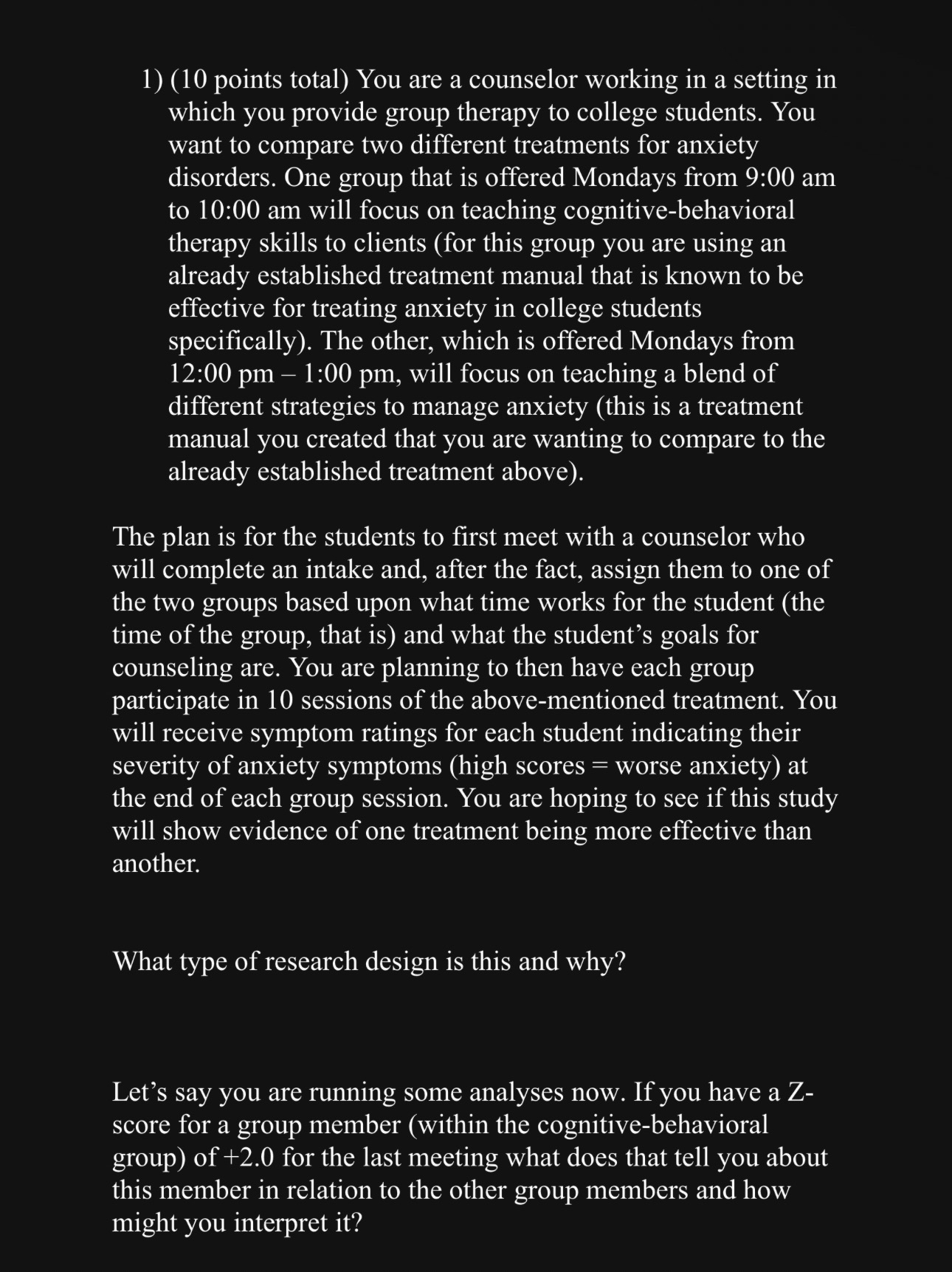 Solved (10 ﻿points total) ﻿You are a counselor working in a | Chegg.com