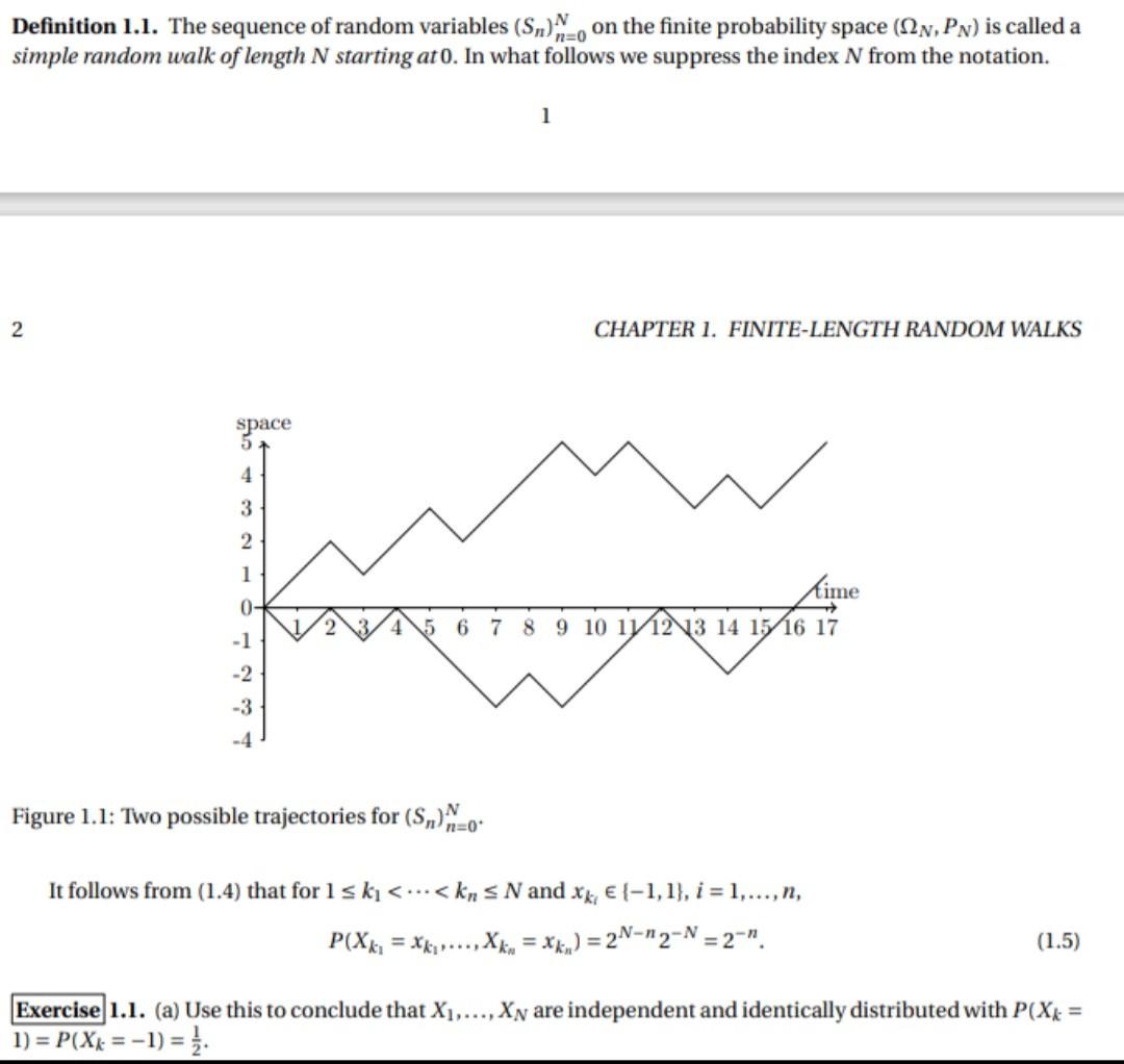 Solved Definition 1.1. The sequence of random variables | Chegg.com