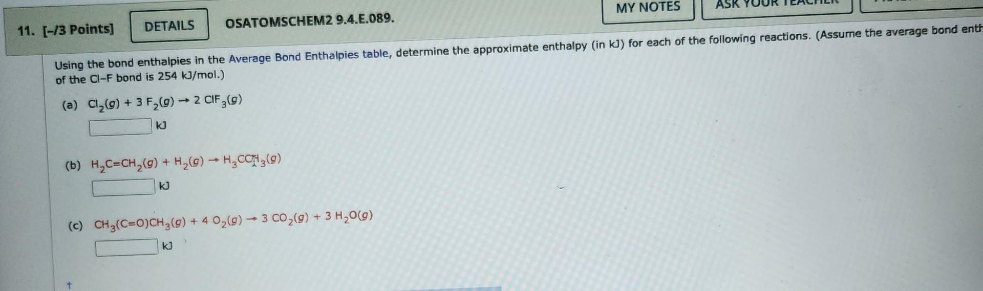Solved Using the bond enthalpies in the Average Bond | Chegg.com Solved Using the bond enthalpies in the Average Bond | Chegg.com