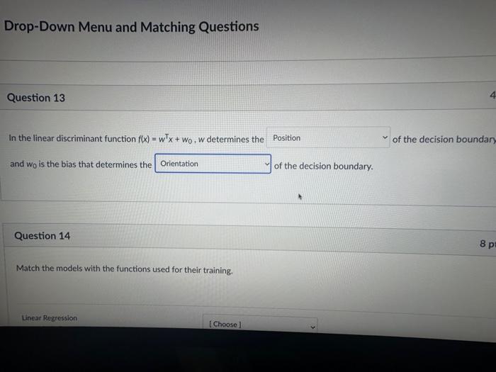 Solved Drop-Down Menu and Matching Questions Question 13 In | Chegg.com