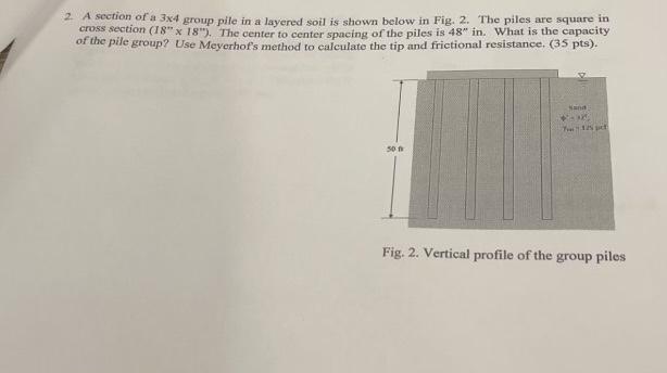Solved 2. A section of a 3×4 group pile in a layered soil is | Chegg.com