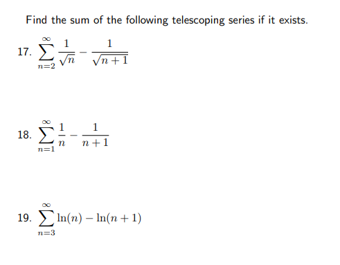 Solved Find the sum of the following telescoping series if | Chegg.com