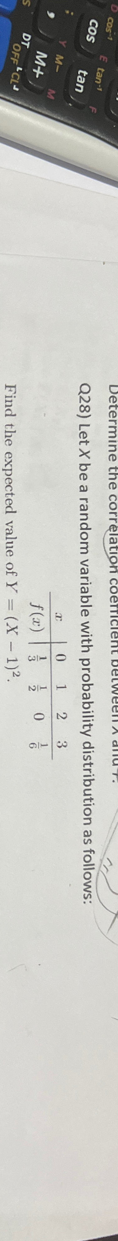 Solved Q28) ﻿Let x ﻿be a random variable with probability | Chegg.com