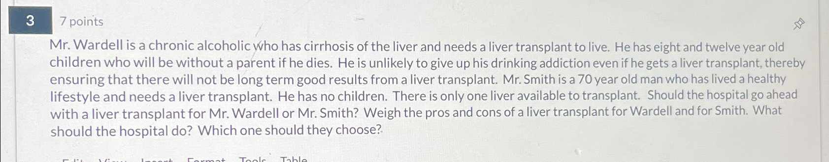 Solved 37 ﻿pointsMr. ﻿Wardell is a chronic alcoholic who has | Chegg.com