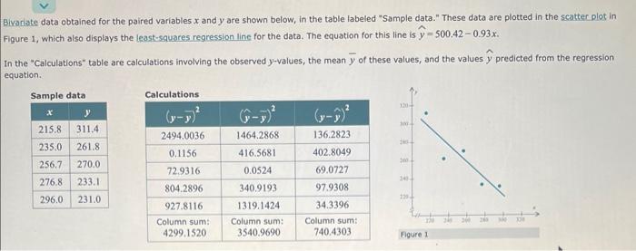 Solved Bivariate data obtained for the paired variables x | Chegg.com