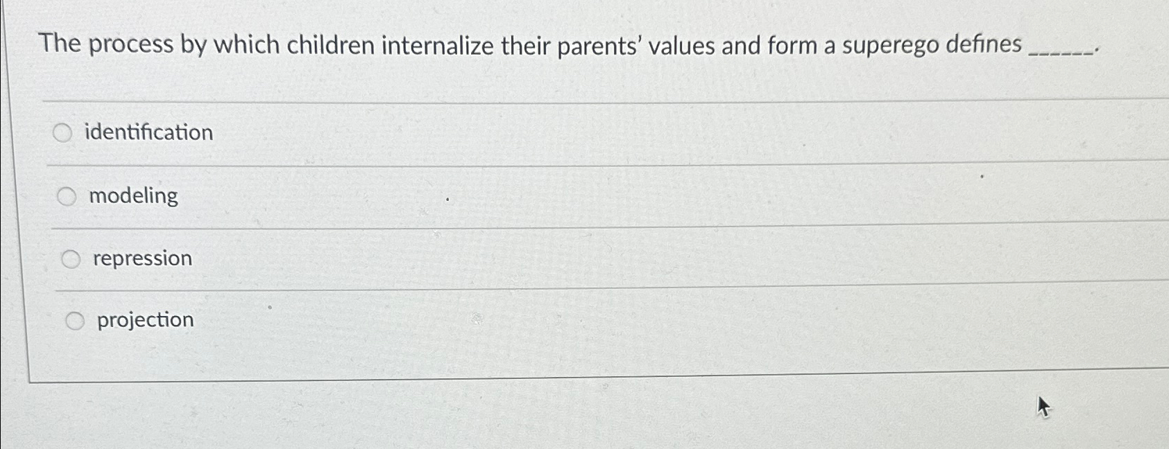 Solved The process by which children internalize their | Chegg.com