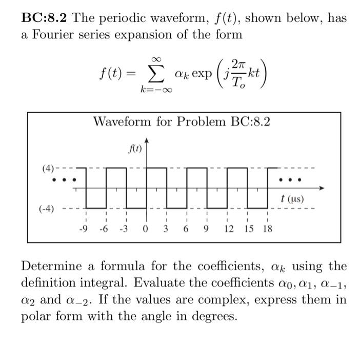 BC:8.2 The periodic waveform, f(t), shown below, has | Chegg.com