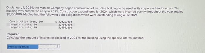 Solved On January 1, 2024, the Marjlee Company began | Chegg.com