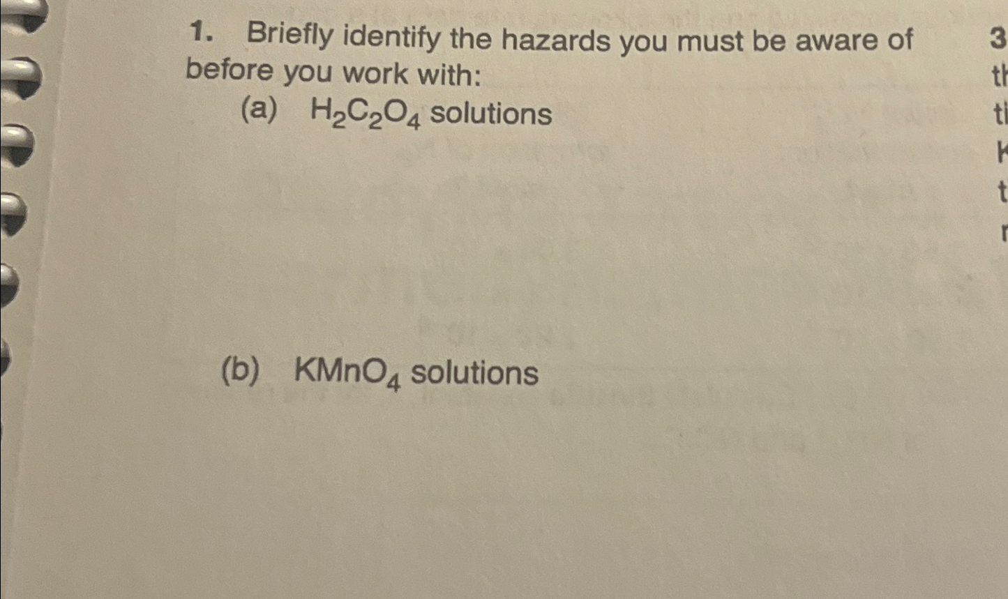 Solved Briefly identify the hazards you must be aware of | Chegg.com